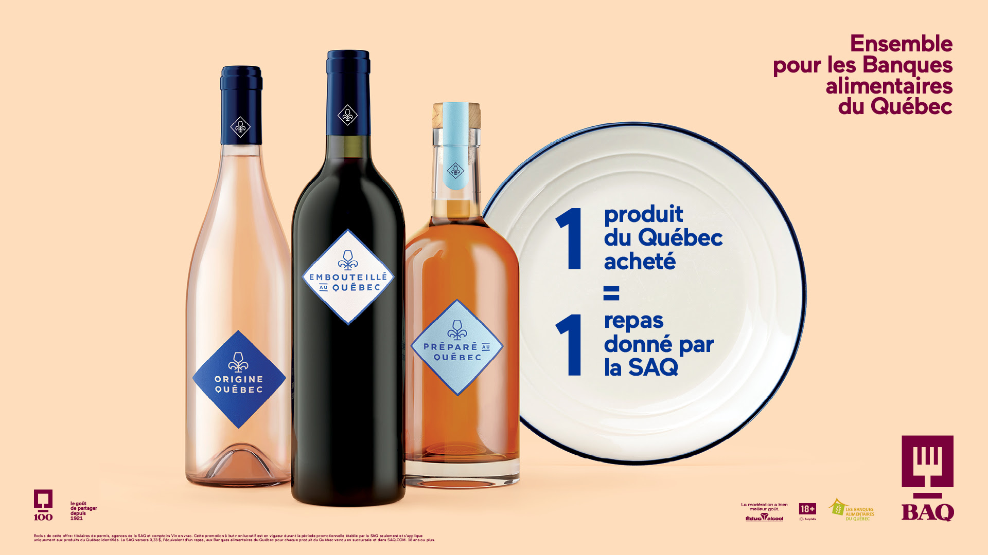 Pour chaque produit du Québec vendu, la SAQ remet un repas aux Banques ...