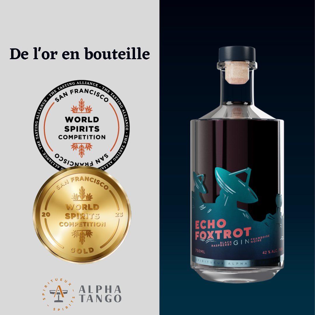 Spiritueux Alpha Tango | Echo Foxtrot gagnant d'une médaille d’or au San Francisco World Spirits ...